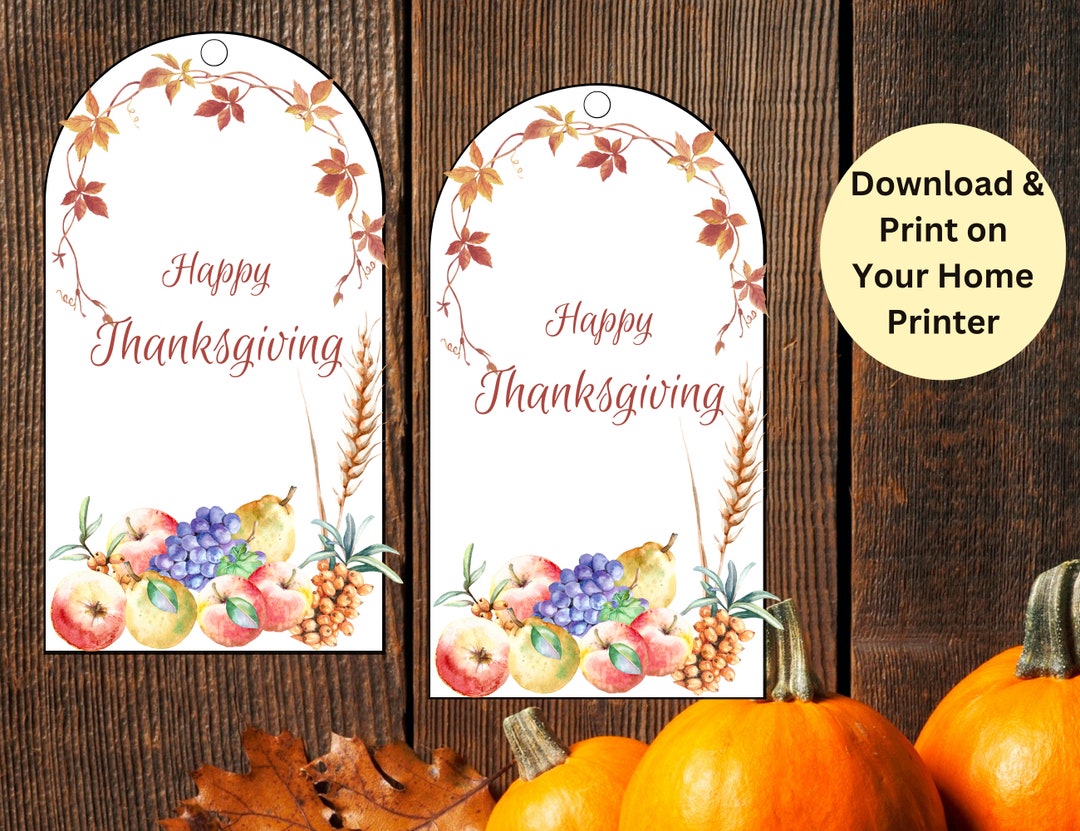 Printable Thanksgiving Gift Tags, Cookie Tags, Favor Tags, Happy ...