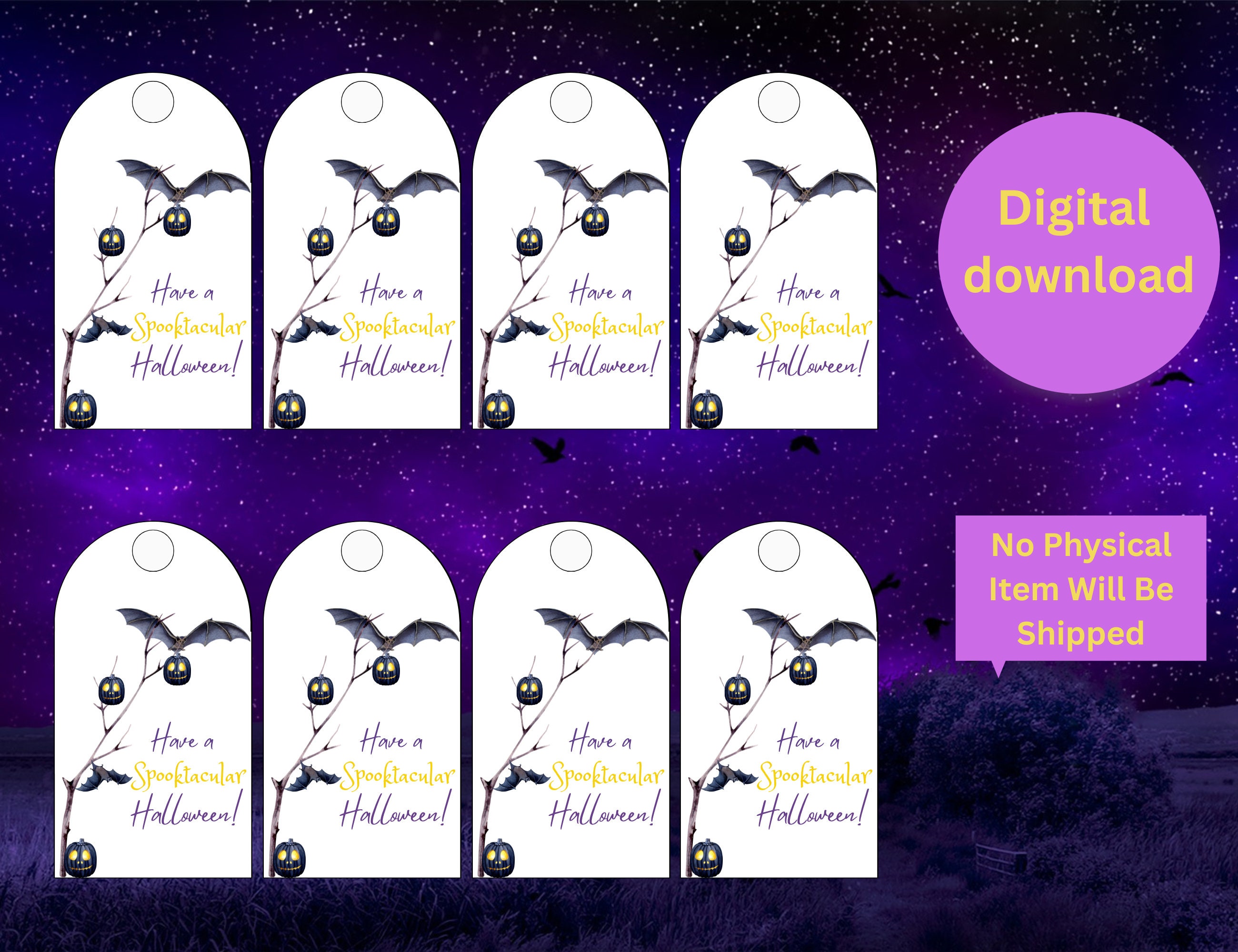 Printable Halloween Gift Tags, Halloween Party Favor Tags, Halloween ...