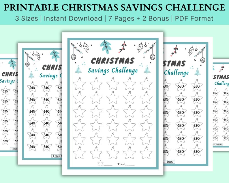 Christmas Savings Challenge, Mini Savings Challenge Printables, A6 ...