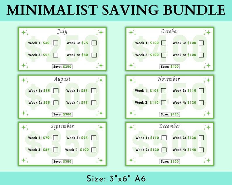 Minimalist Savings Challenge Printable Savings Challenge Bundle Monthly ...