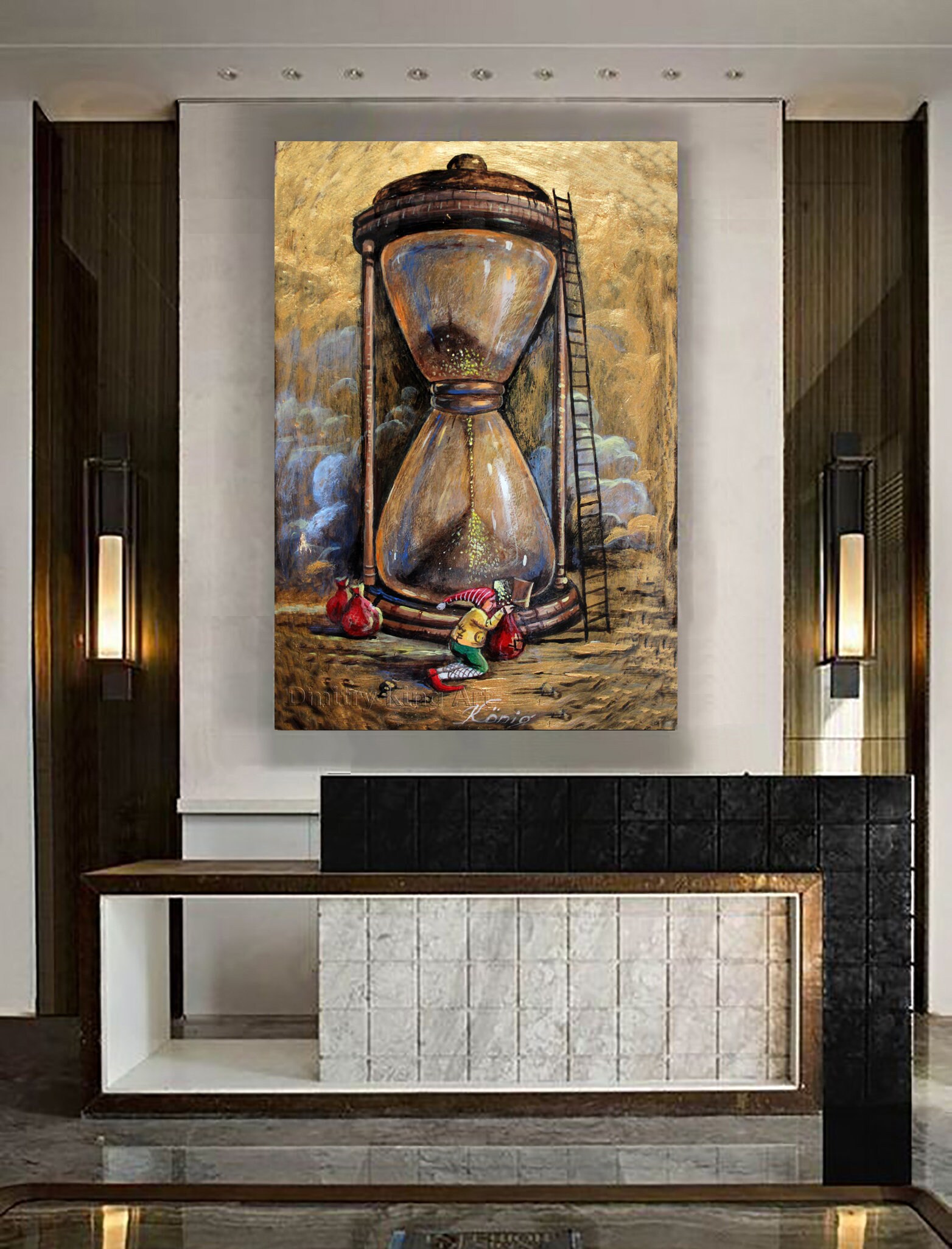Surrealist Art, Time Hourglass Painting, Fantasy Surreal Wall Art Decor ...