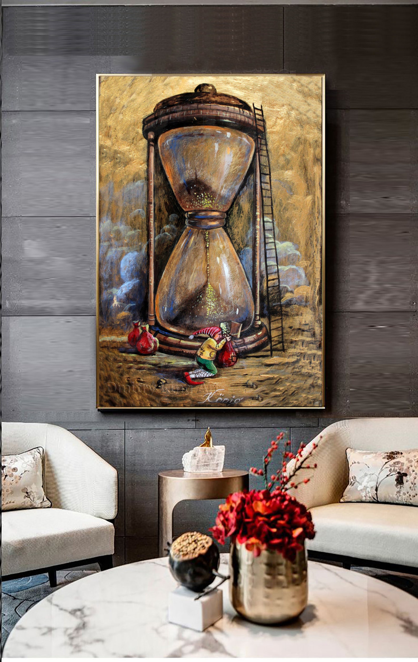 Surrealist Art, Time Hourglass Painting, Fantasy Surreal Wall Art Decor ...