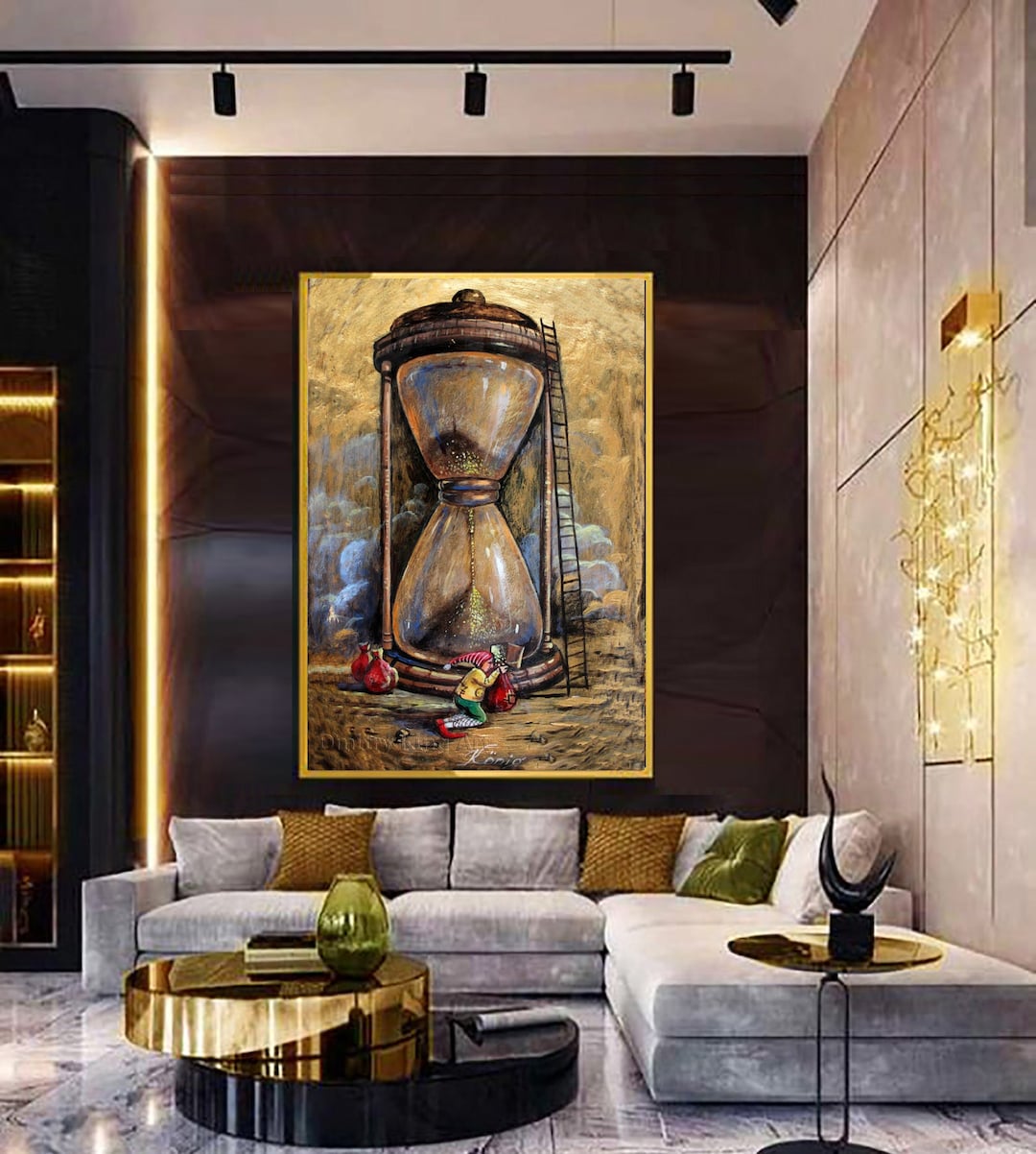 Surrealist Art, Time Hourglass Painting, Fantasy Surreal Wall Art Decor ...