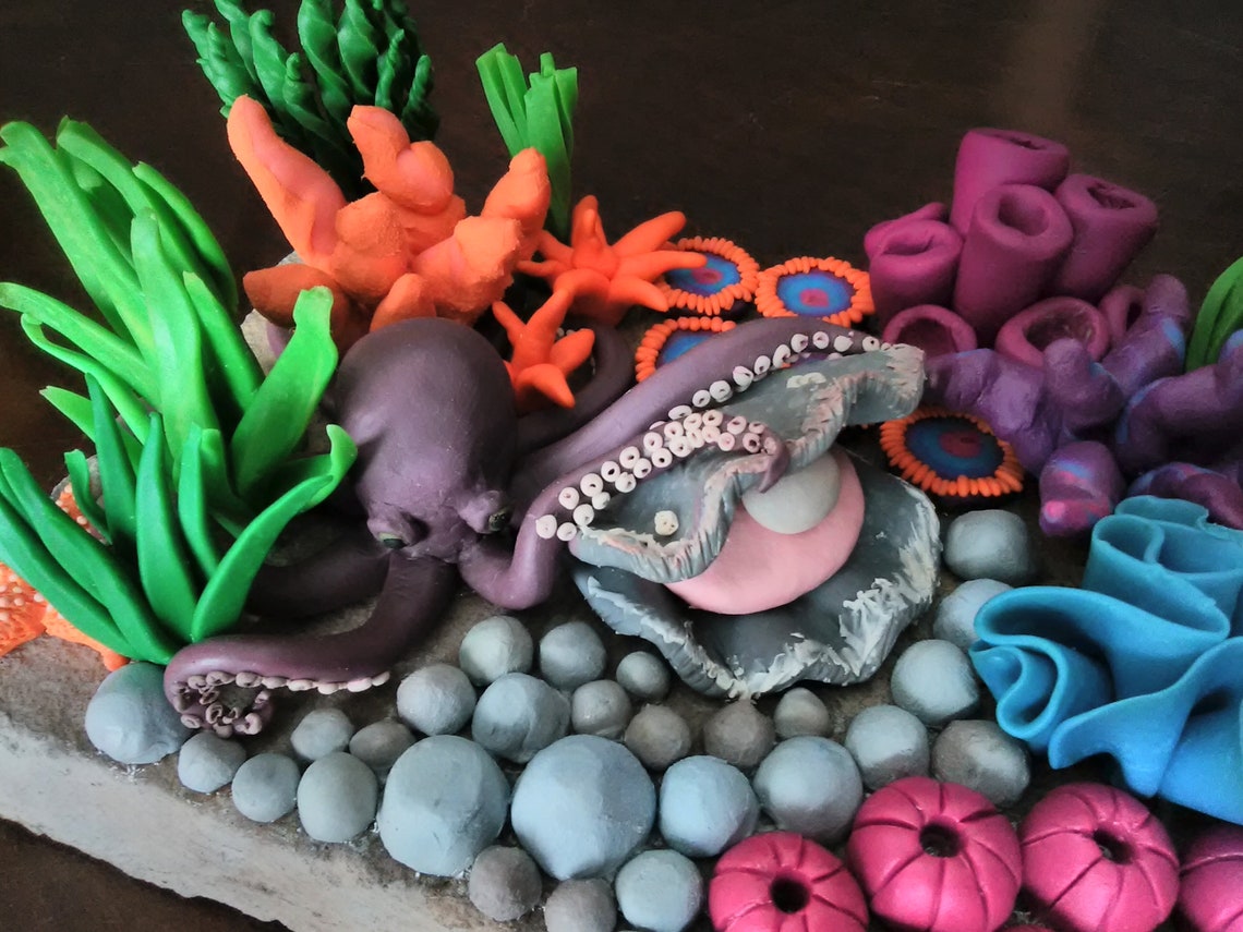Coral Reef Diorama With Starfish, Octopus, Brain Coral and More - Etsy
