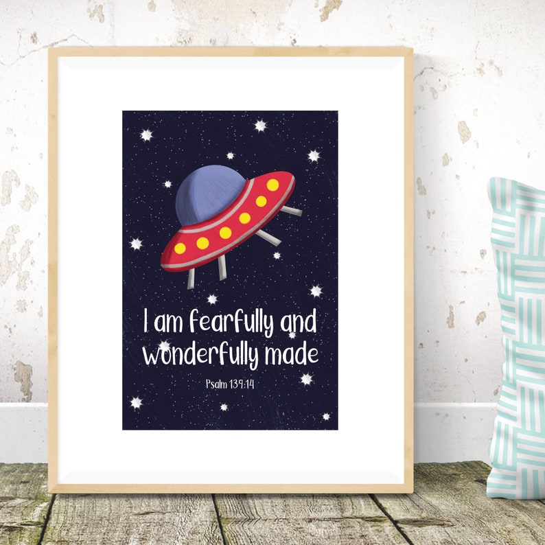 Space Theme Christian Wall Decor Outer Space Bible Verse - Etsy UK