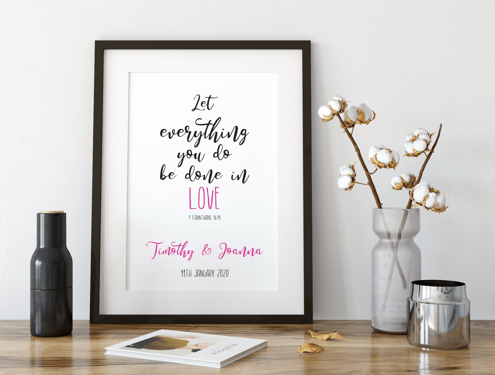 Personalised Bible Verse Wedding Gift Print Let All You Do Be - Etsy