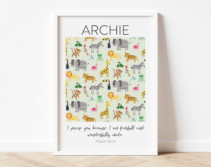 Personalised Safari Bible Verse Wall Art Print - Etsy UK