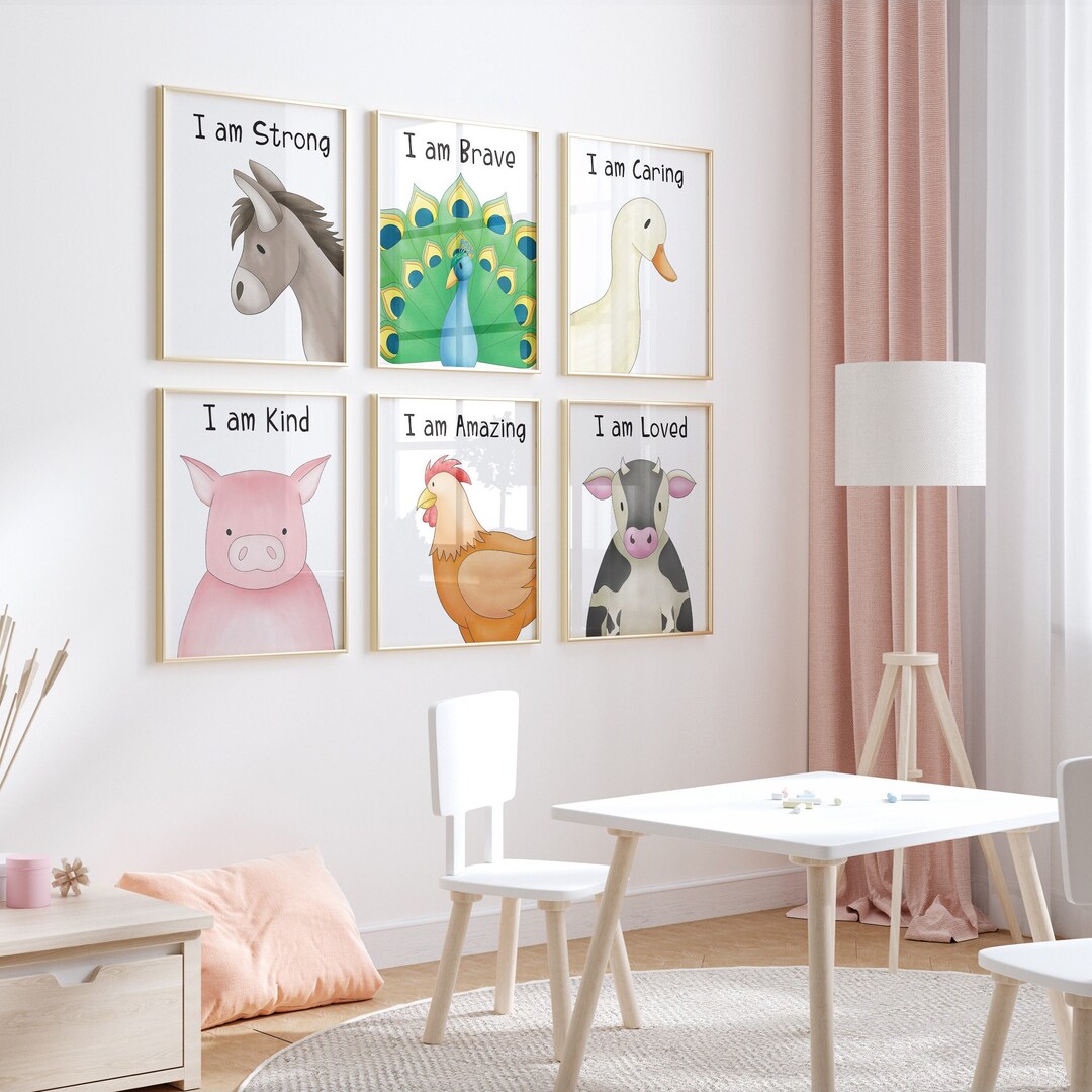Full Set of 9 Farm Animal Nursery Prints, Childrens Animal Themed Decor ...