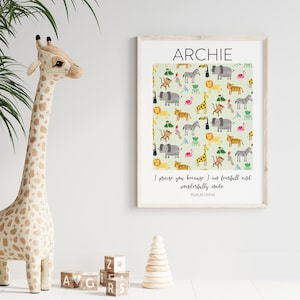 Personalised Safari Bible Verse Wall Art Print - Etsy UK