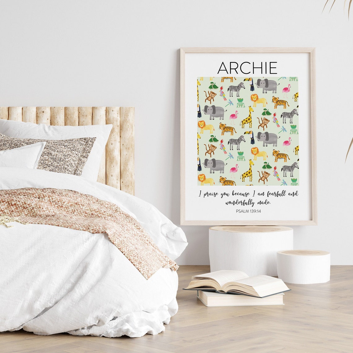 Personalised Safari Bible Verse Wall Art Print - Etsy UK