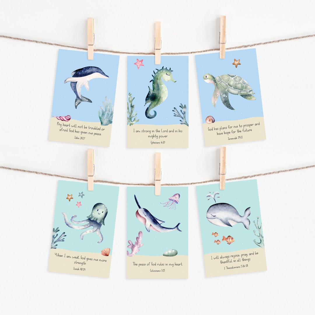 Ocean Bible Verse Affirmation Cards, Christian Encouragement Postcards ...