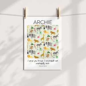 Personalised Safari Bible Verse Wall Art Print - Etsy UK