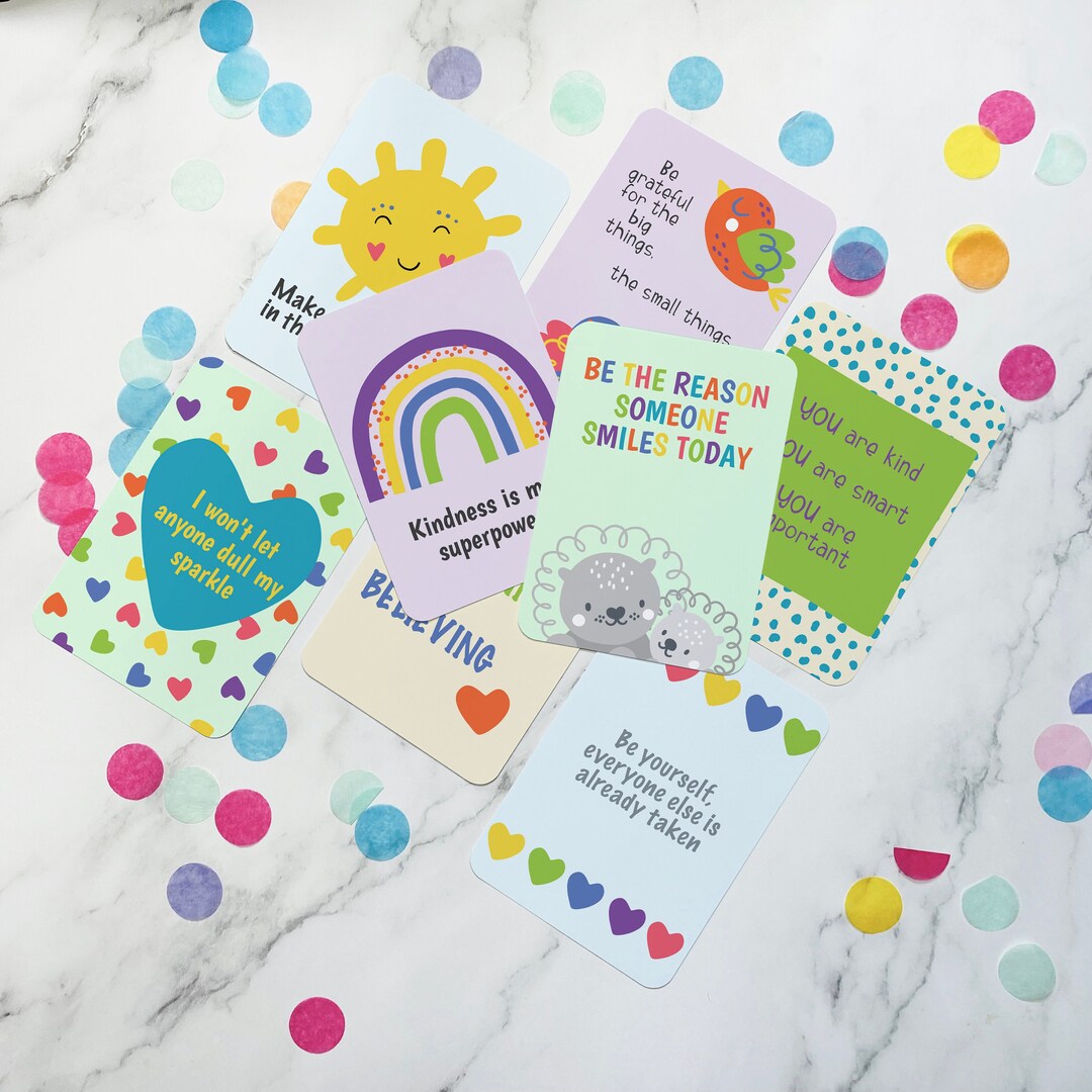 Bright Encouragement Cards for Kids, Set of 8 Childrens Note Cards ...