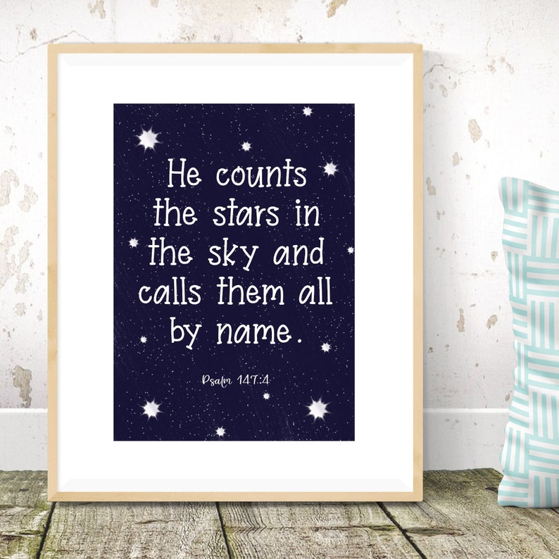 Space Bible Verse Print Set Counts the Stars Nursery - Etsy