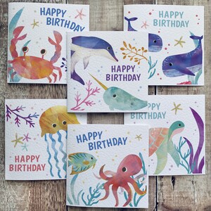 Sea Themed Children's Birthday Card Multi Pack, Ocean Creature Boys ...