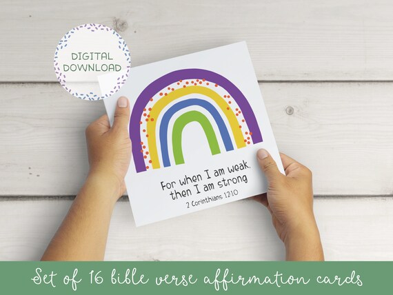 Children's Faith Based Affirmation Cards Scripture Cards | Etsy