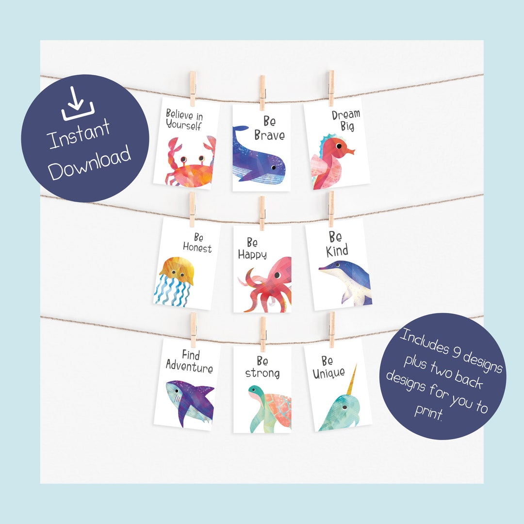 Downloadable Sea Themed Affirmation Cards, Instant Download ...