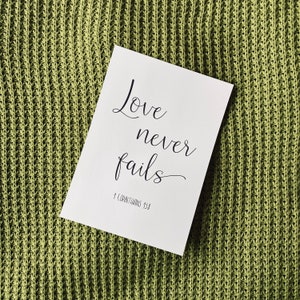Bible Verse Wedding Print, Love Never Fails Art Print, Valentines Gift ...