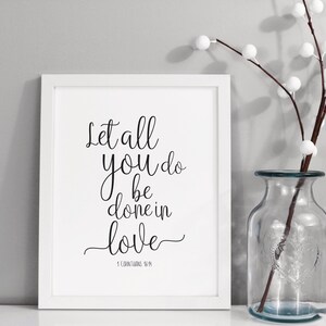 Bible Verse Wedding Print, Let All You Do Be Done With Love Art Print ...