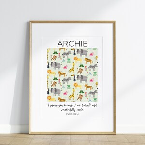 Personalised Safari Bible Verse Wall Art Print - Etsy UK