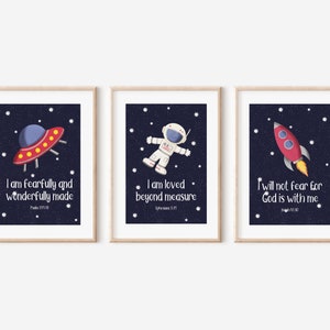 Space Theme Christian Wall Decor, Outer Space Bible Verse Nursery ...