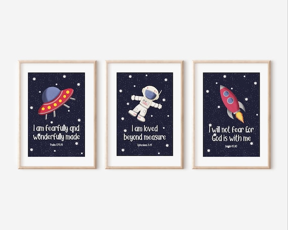 Space Theme Christian Wall Decor Outer Space Bible Verse | Etsy UK