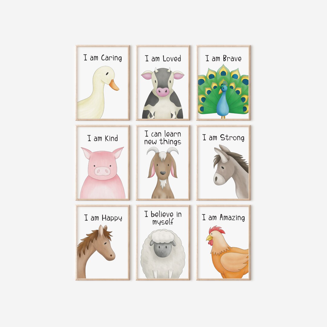 Children's Farm Animal Nursery Prints, Farm Themed Affirmation Print ...