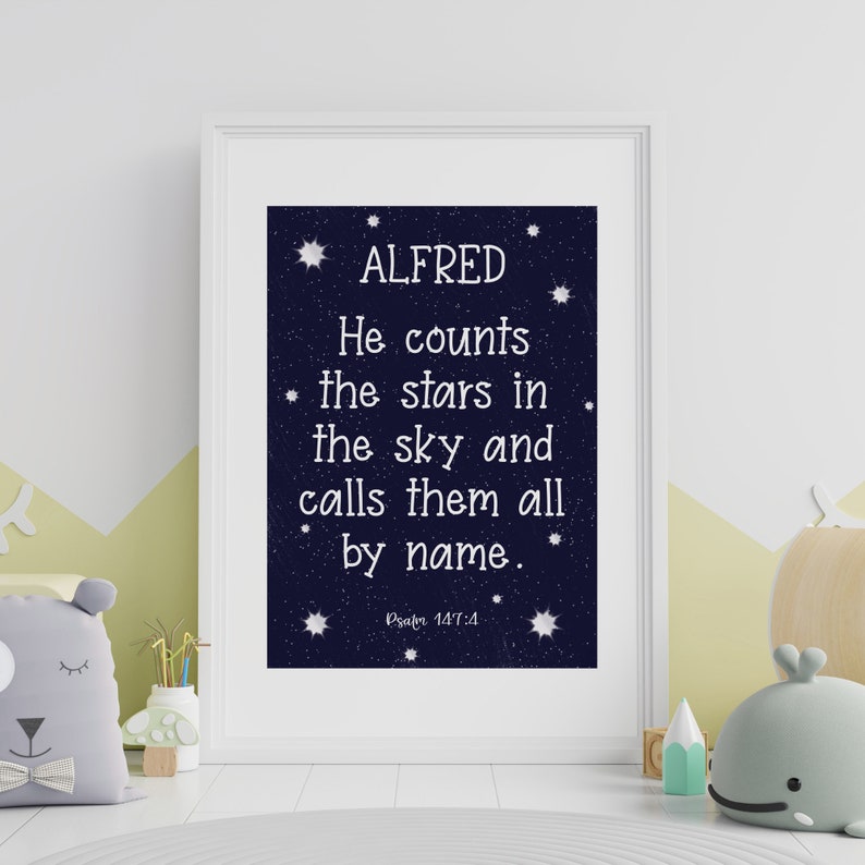 Space Bible Verse Print Set Counts the Stars Nursery - Etsy