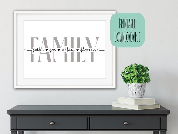 Personalised family print printable family name print | Etsy