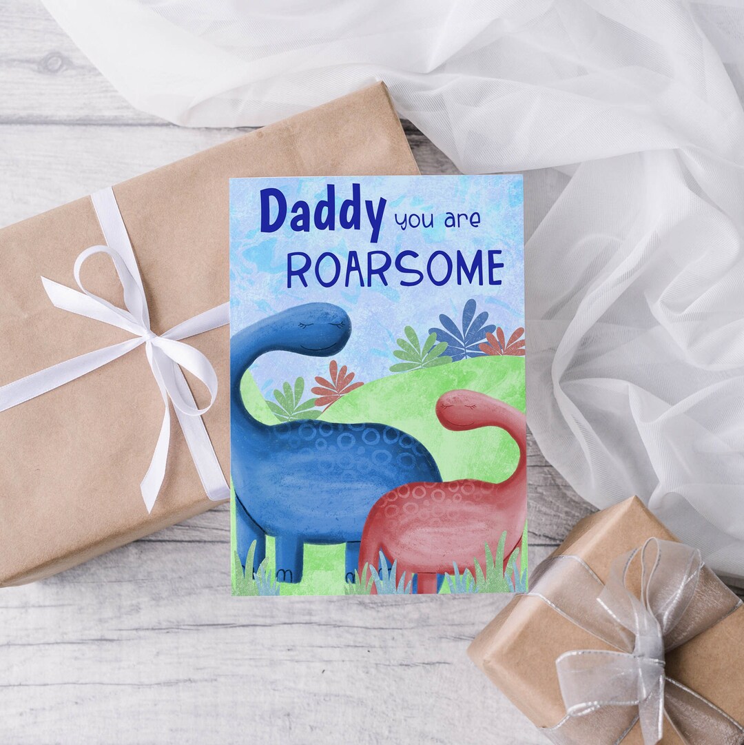 Daddy and Baby Dinosaur Fathers Day Card, Greetings Card for Roarsome ...