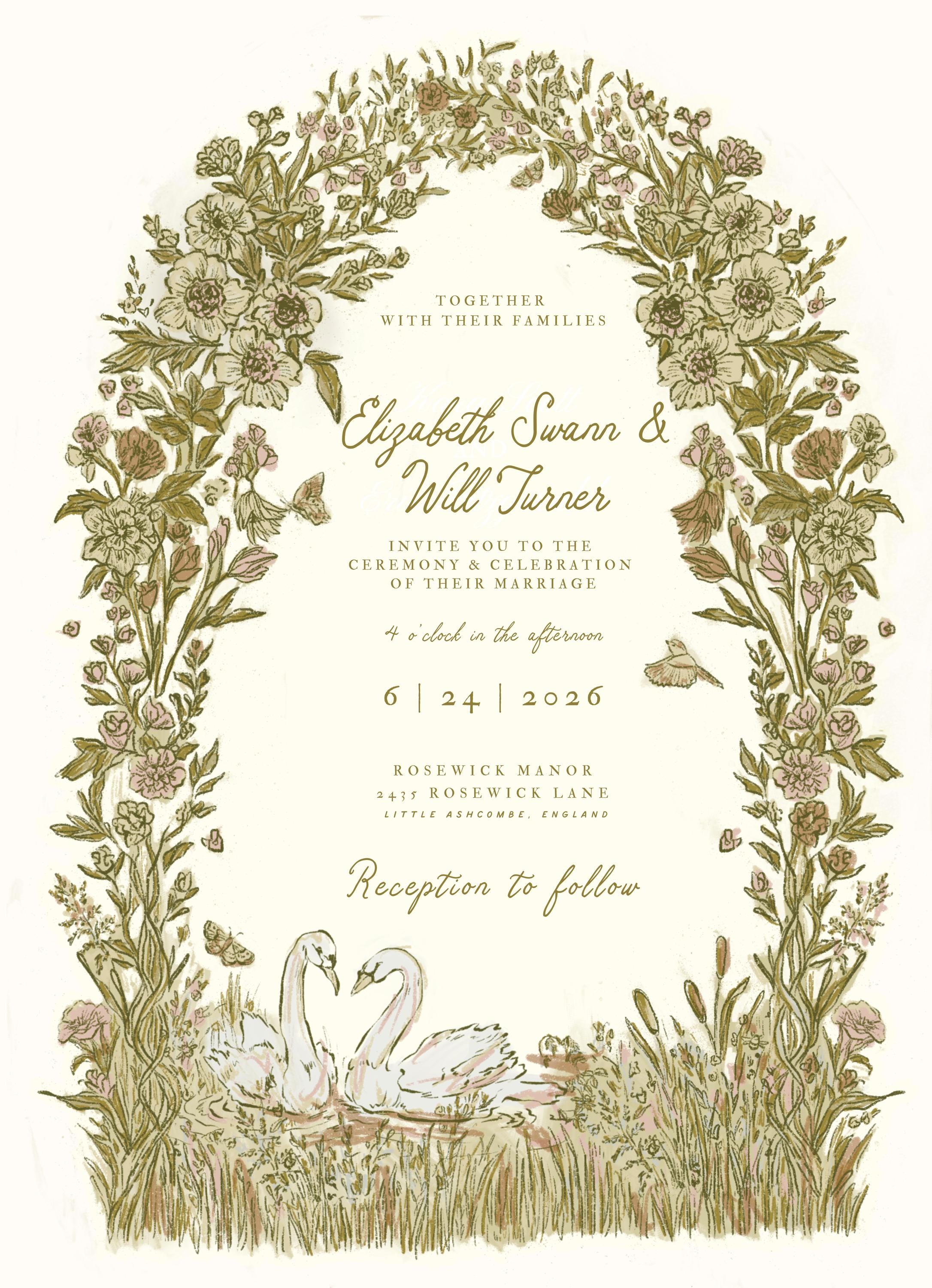 English Heirloom Wedding Suite | Classic English Swan Wedding ...