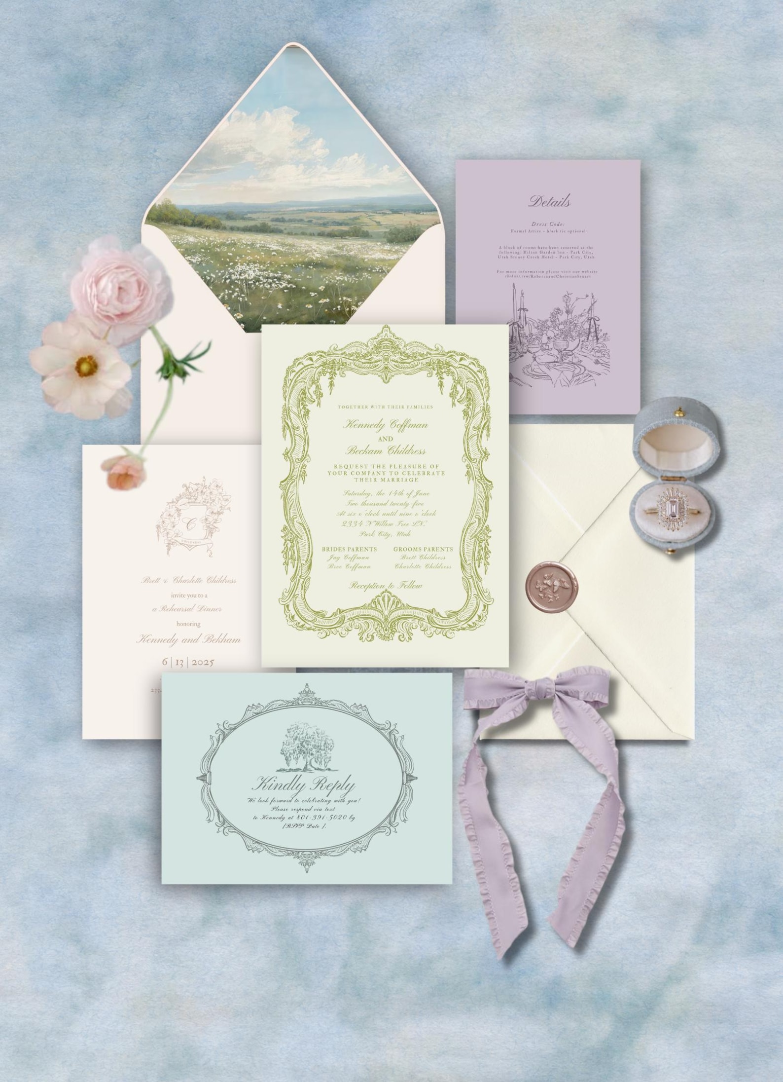 Victorian Wedding Invitation Suite: Romantic Spring Canva Template ...