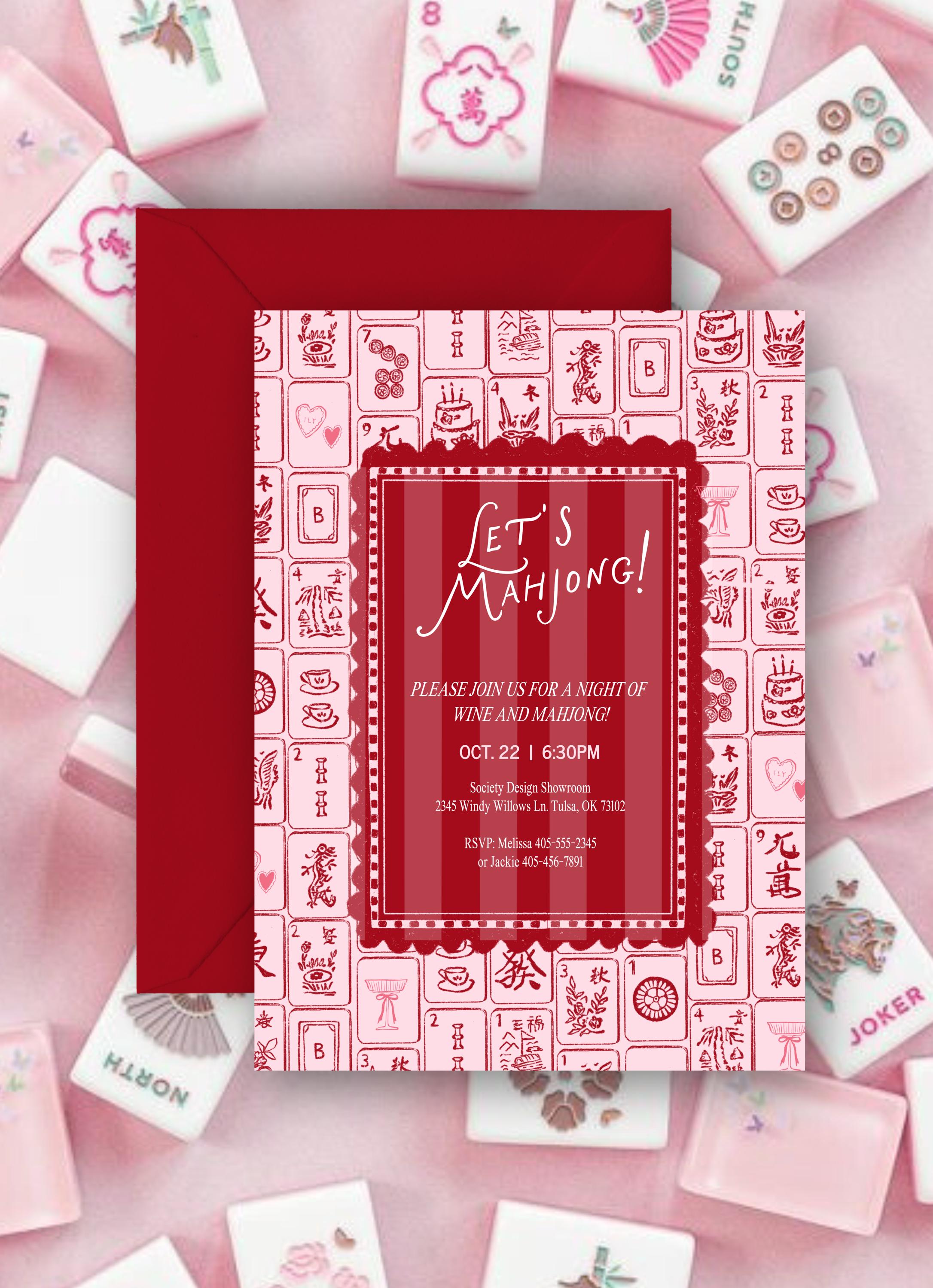 Galentine’s Mahjong Party Invitation Template | Bachelorette Mahjong ...