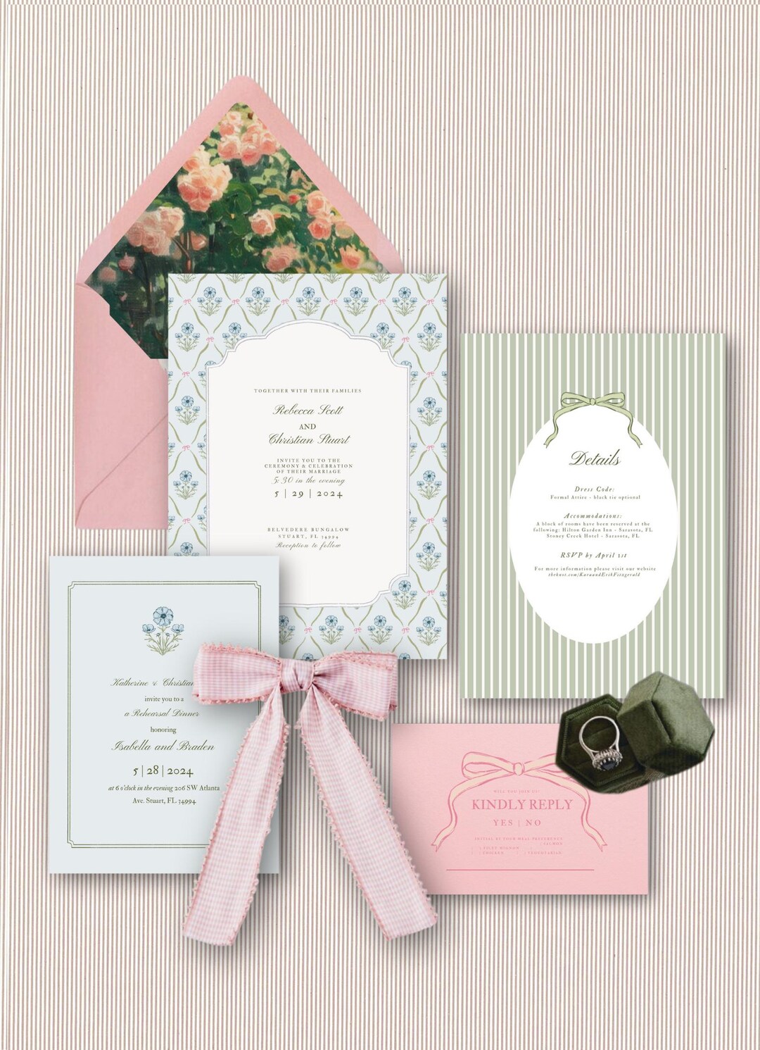 Cosmos & Bows Wedding Invitation Suite -BUNDLE | Bridal Shower Invite ...