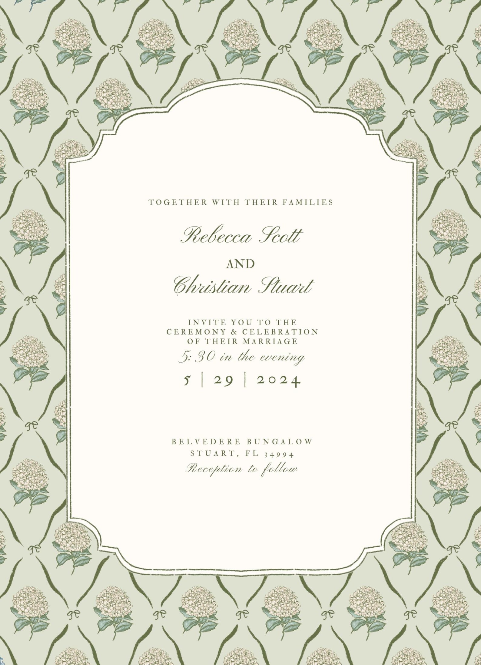 Hydrangea Wedding Invitation Suite: Cottage Core CANVA Template ...