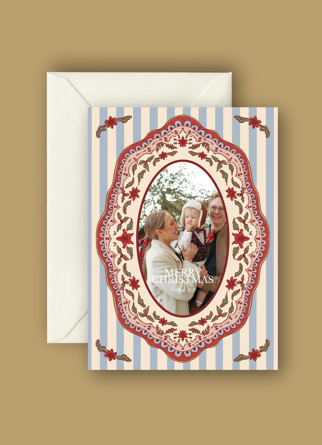 Vintage Christmas Card Template Canva | Custom Holiday Photo Card ...