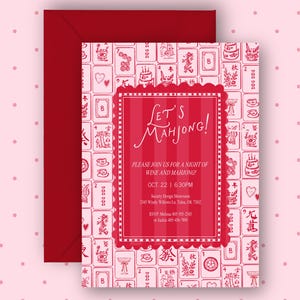 Galentine’s Mahjong Party Invitation Template | Bachelorette Mahjong ...