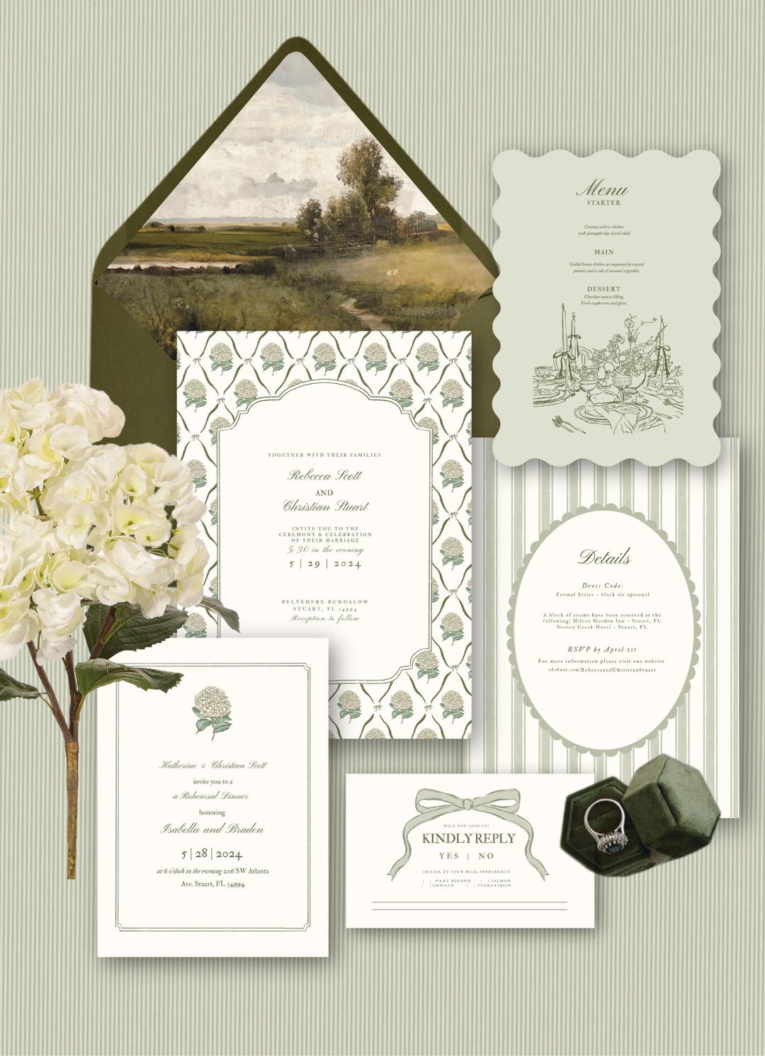 Hydrangea Wedding Invitation Suite: Cottage Core CANVA Template ...