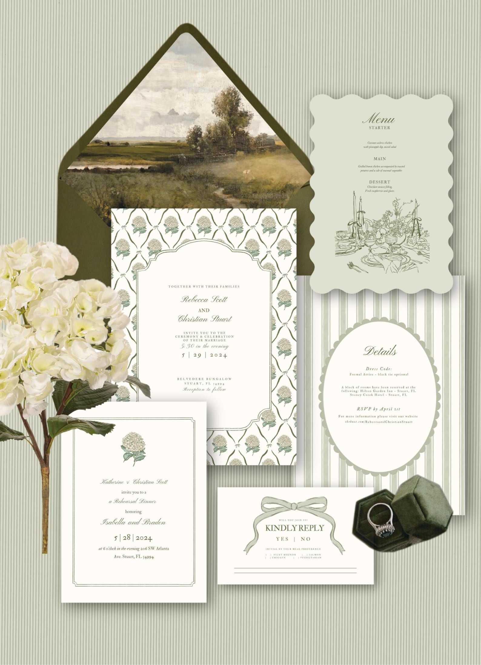 Hydrangea Wedding Invitation Suite: Cottage Core CANVA Template ...