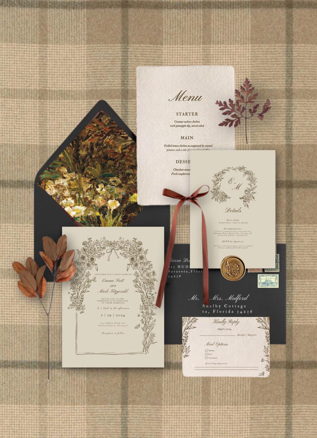 Fall Woodland Garden Party Invitation Suite | CANVA Template | Digital ...
