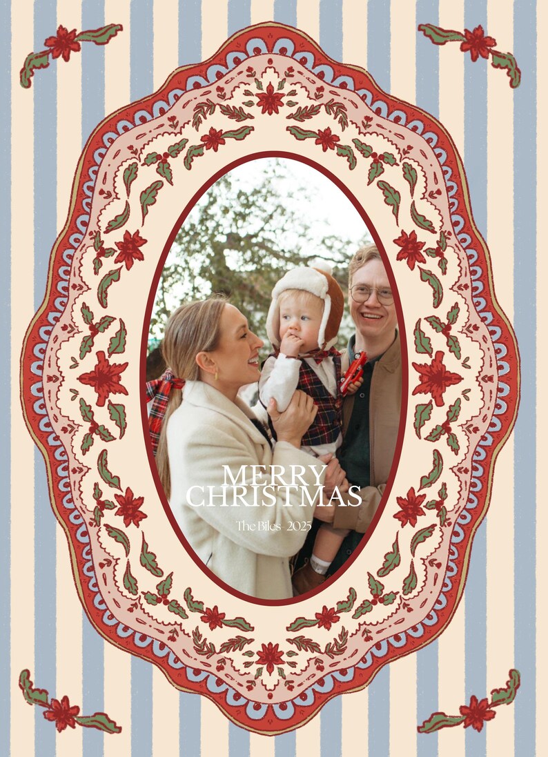 Vintage Christmas Card Template Canva | Custom Holiday Photo Card ...