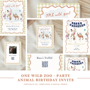 One Wild Zoo / Party Animal Invite! One Year Birthday Party Invites ...