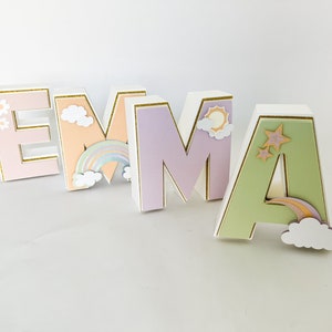 Rainbow Party Customized Letters Pastel Rainbow Theme Muted - Etsy