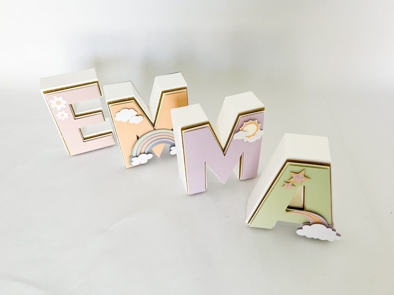 Rainbow Party Customized Letters Pastel Rainbow Theme Muted - Etsy