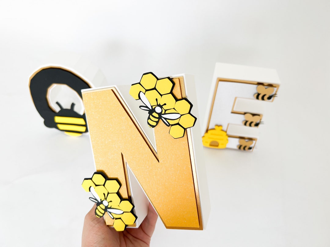 1st Bee Birthday, ONE Letters, Gold Bee Decor, Birthday Party, Glitter ...