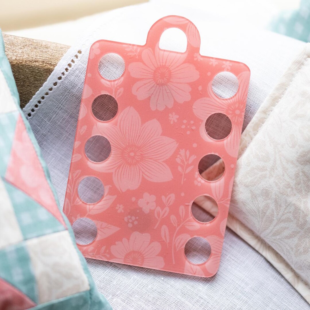 Pink Floral Embroidery Thread Organizer With Magnets. Acrylic, Doubles ...