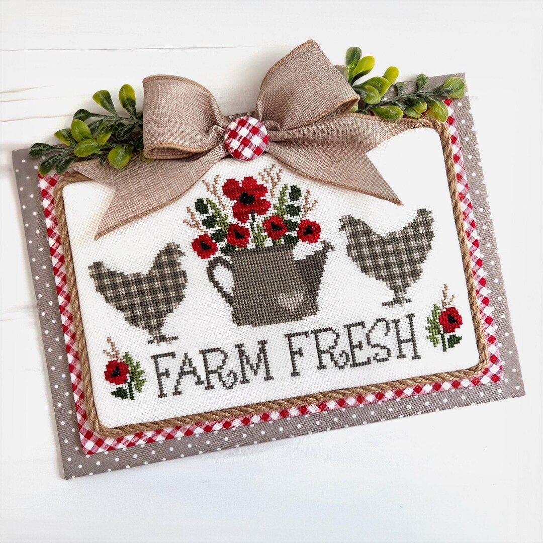Chicken Cross Stitch Pattern: "farm Fresh" (PDF Digital Download) - Etsy