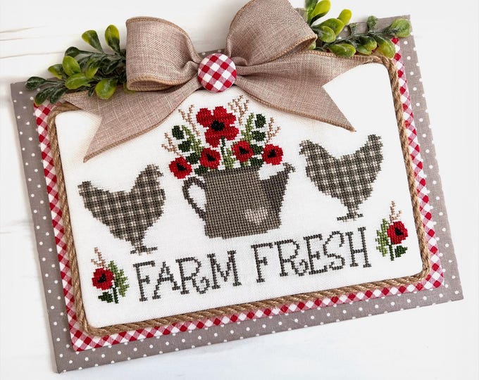 Chicken Cross Stitch Pattern: "farm Fresh" (PDF Digital Download) - Etsy