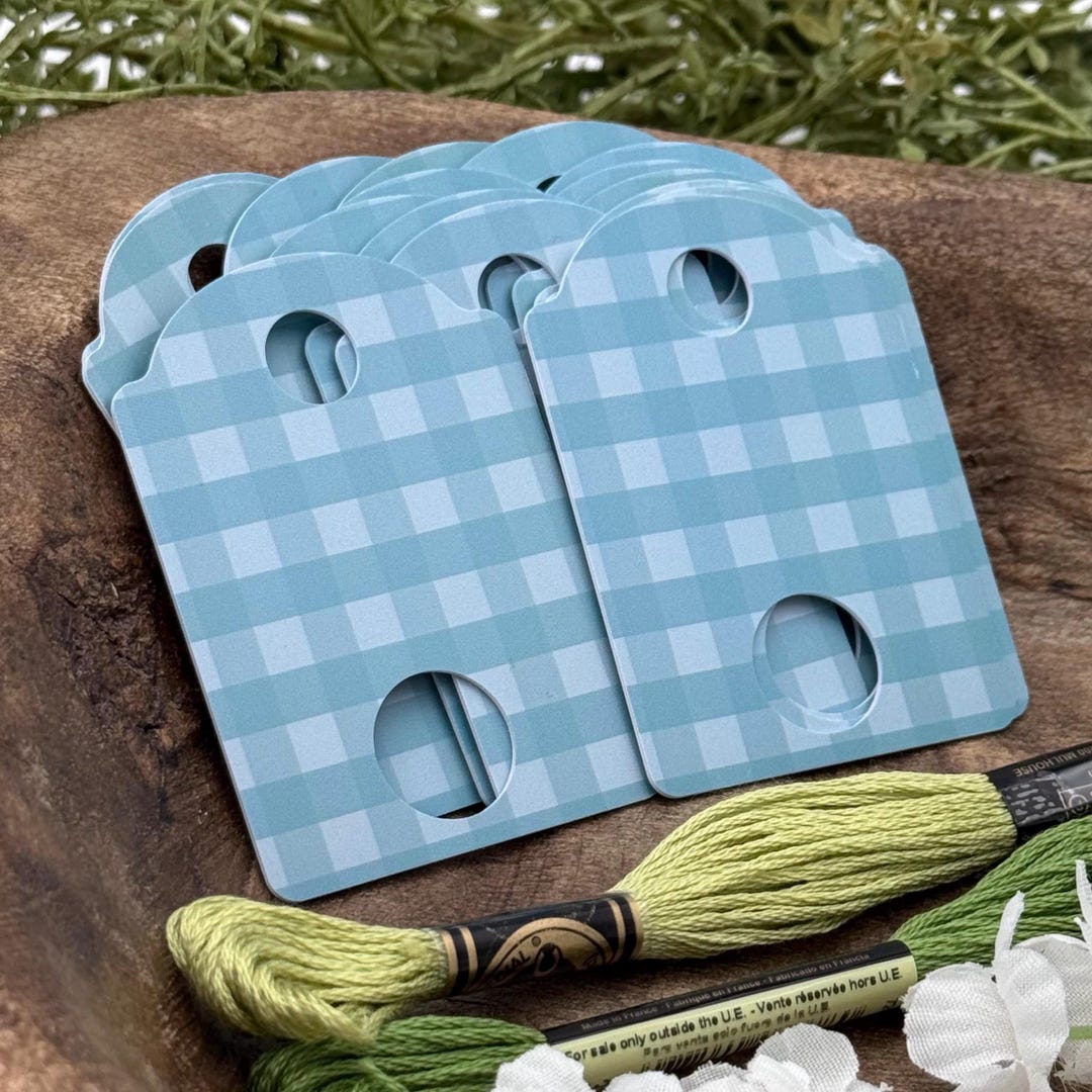 Gingham Floss Drops: Aqua Blue Plastic Thread Holders - Set of 15 - Etsy