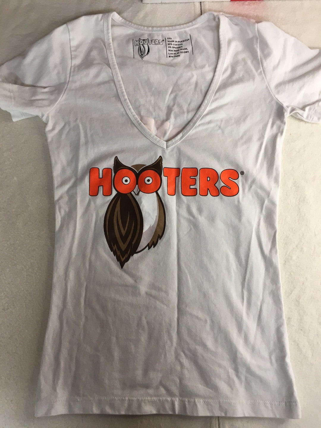 B43 Hooters Girl Worn Super Sexy Uniform Vneck Tee White Size XXS - Etsy